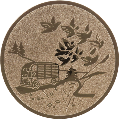 Bronze Aluminum Embossed Emblem – Carrier Pigeons, 50mm