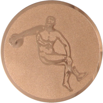 Bronze embossed aluminum emblem 50mm - Discus thrower, customizable